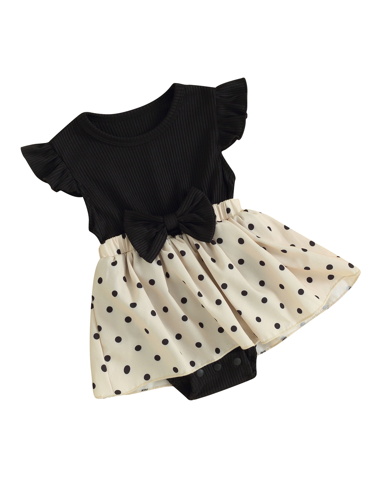 Bslissey Infant Girls Summer Romper Dress Baby Girl Flying Sleeve Floral/Dot Print Hem Jumpsuit ...