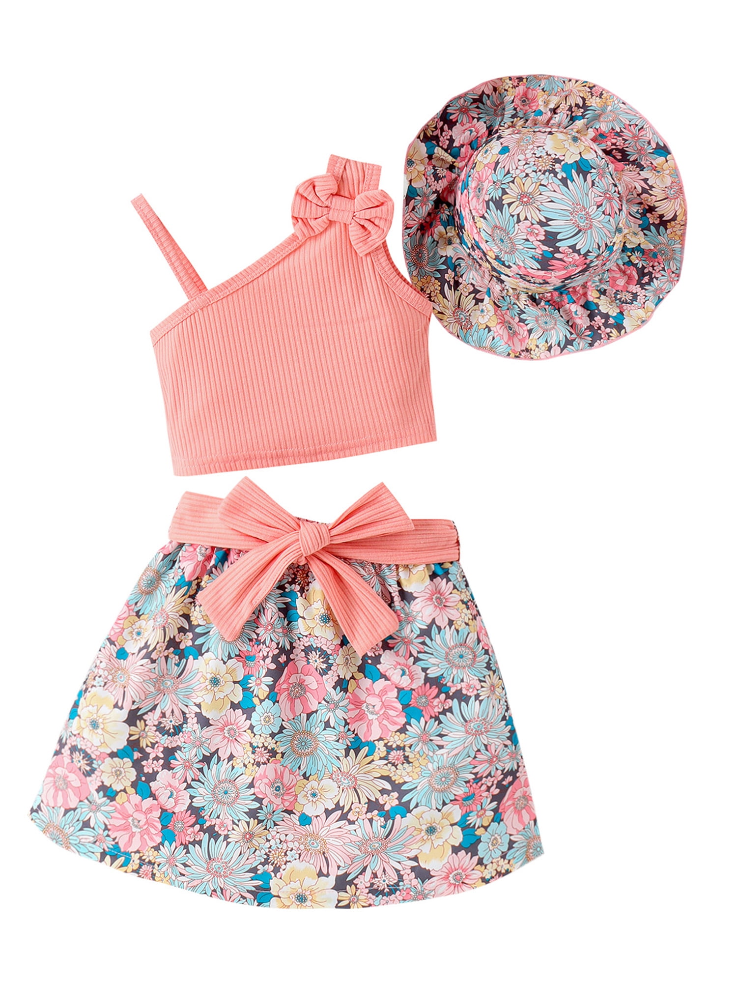 Bslissey Little Girls Skirts Sets One Shoulder Sleeveless Camisole ...