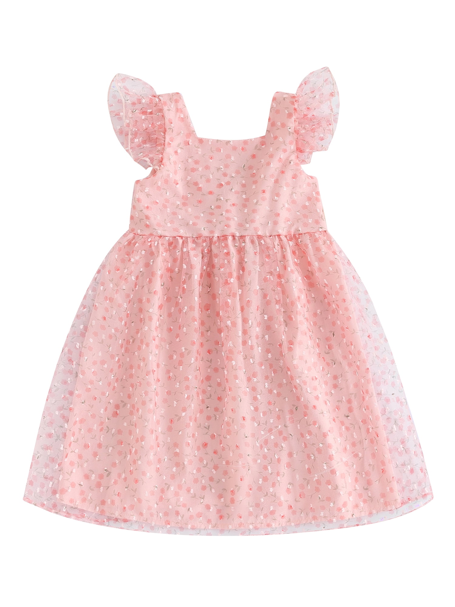 Bslissey Little Girls Summer Dress Sleeveless Floral Print Ruffle Tulle ...