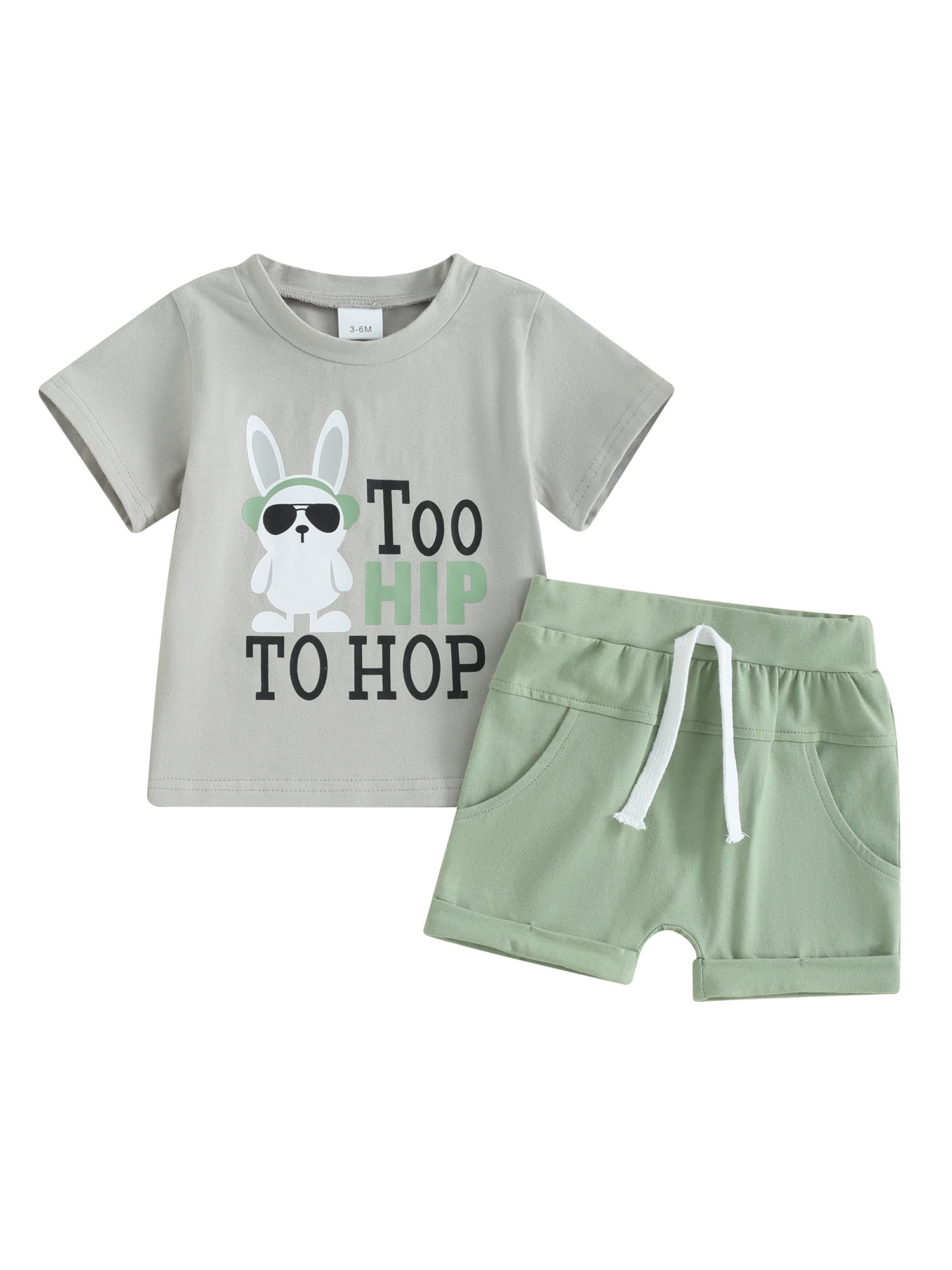 Bslissey Toddler Baby Boys Easter Shorts Sets Short Sleeve Bunny Letter ...