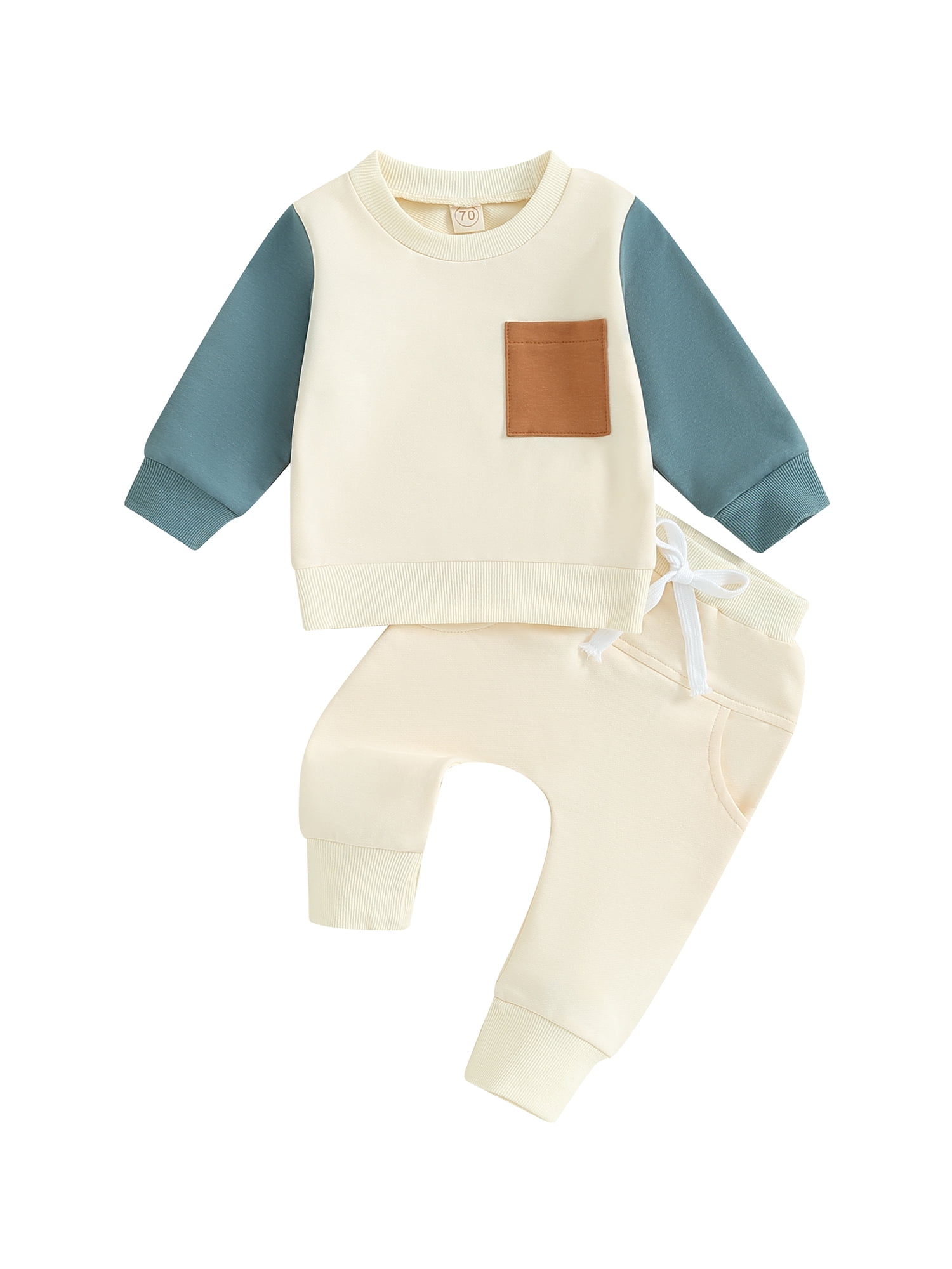 Bslissey Toddler Baby Boys Pants Set Contrast Color Long Sleeve ...