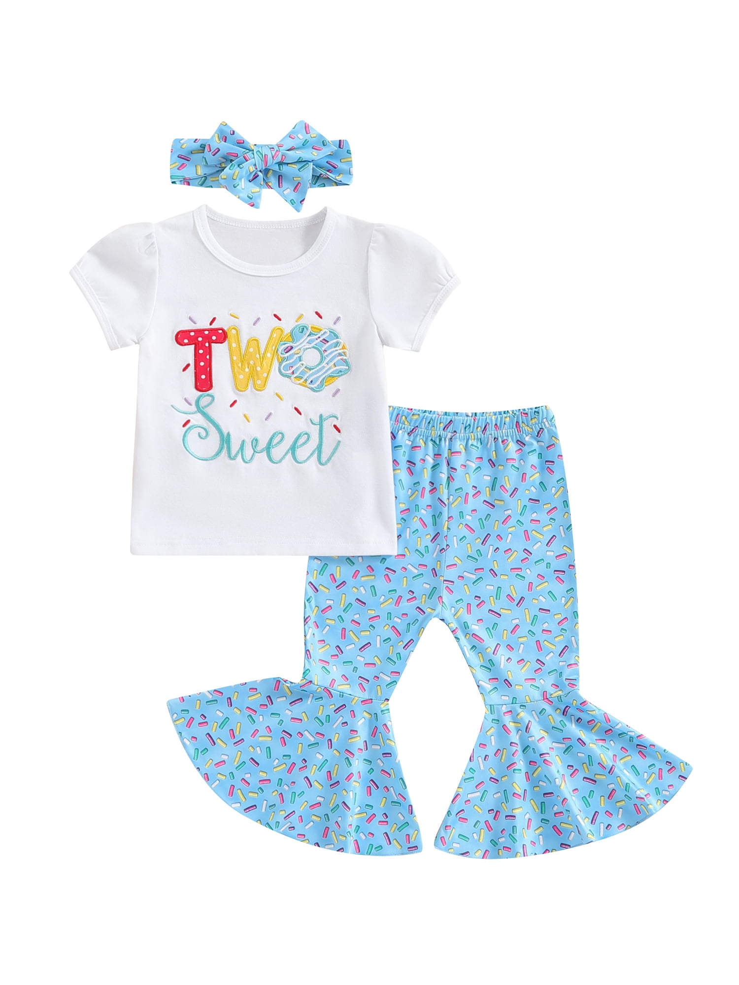 Bslissey Toddler Baby Girls 3Pcs Birthday Outfits Short Sleeve Letter ...