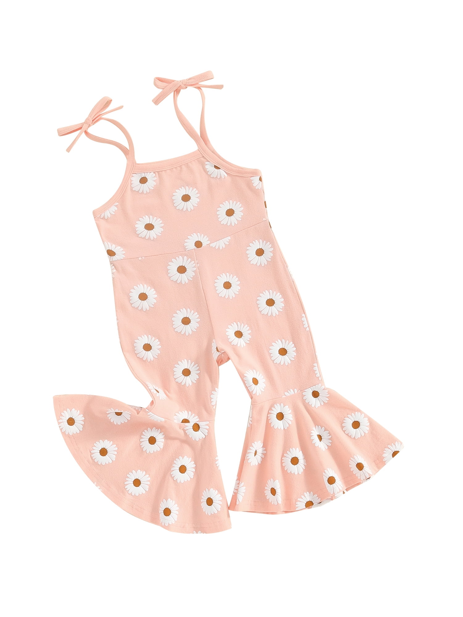 Bslissey Toddler Baby Girls Cute Overalls Sleeveless Daisy Print Tie Up ...