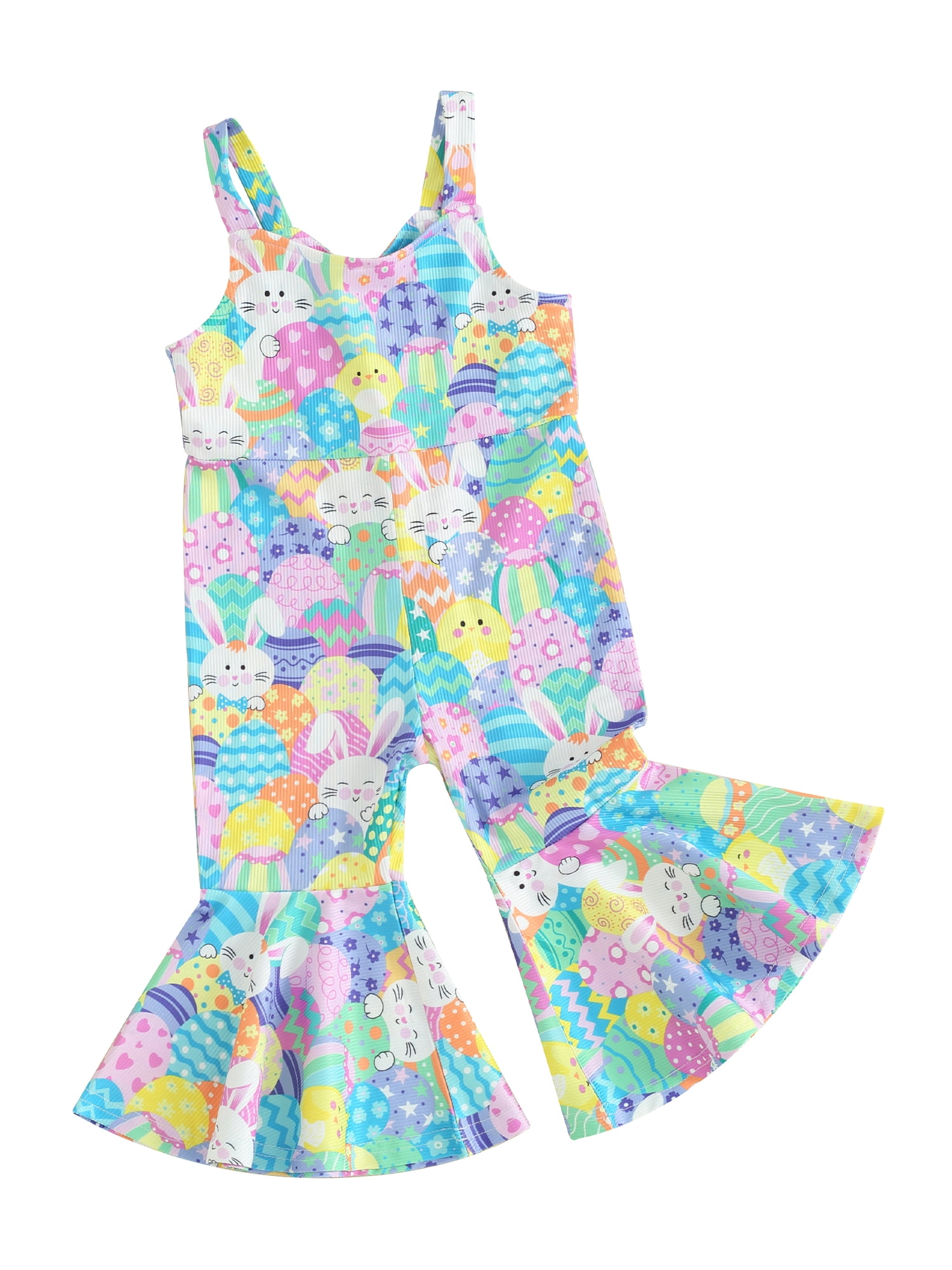 Bslissey Toddler Baby Girls Easter Suspender Jumpsuit Sleeveless Bunny ...