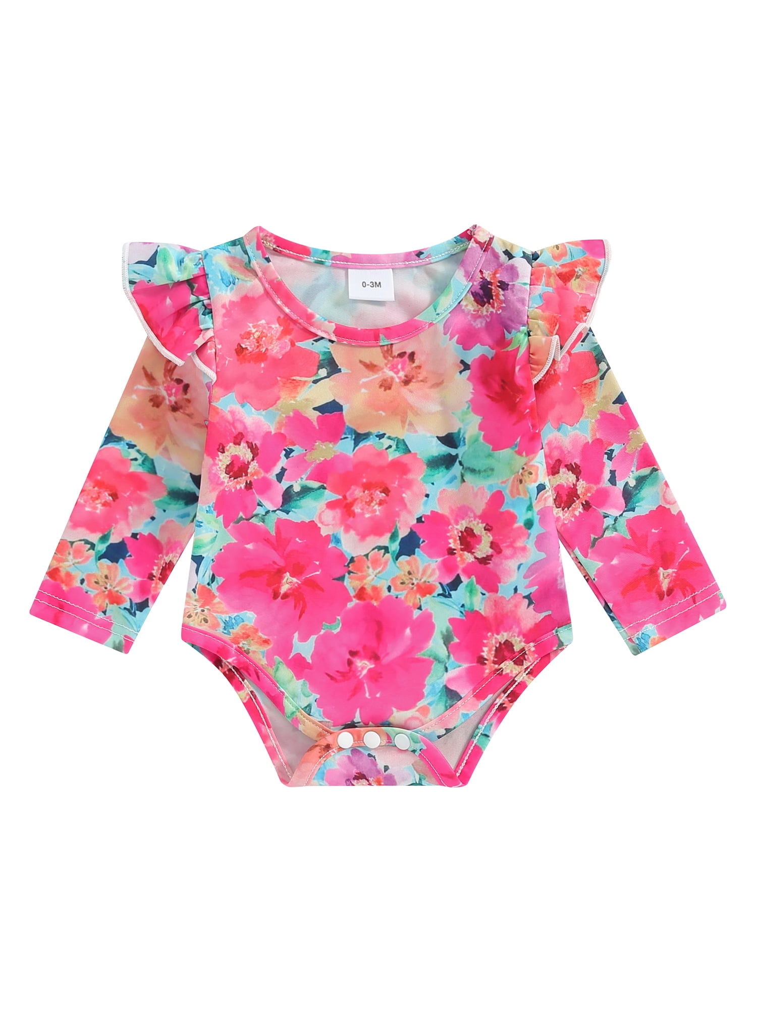 Bslissey Toddler Baby Girls One Piece Swimsuit Flower Print Long Sleeve ...