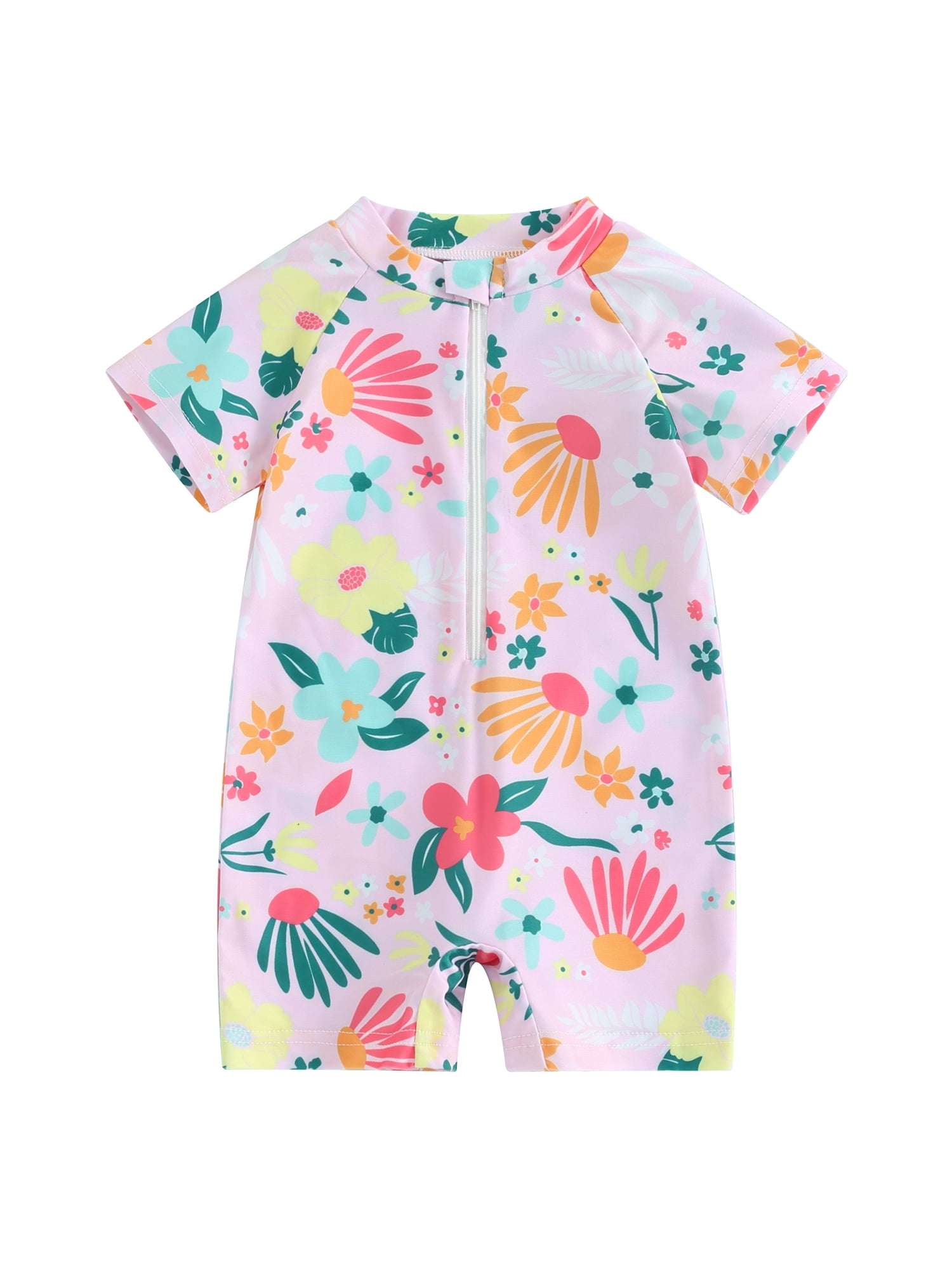 Bslissey Toddler Baby Girls Rash Guard Swimsuit Jumpsuit Floral Print ...