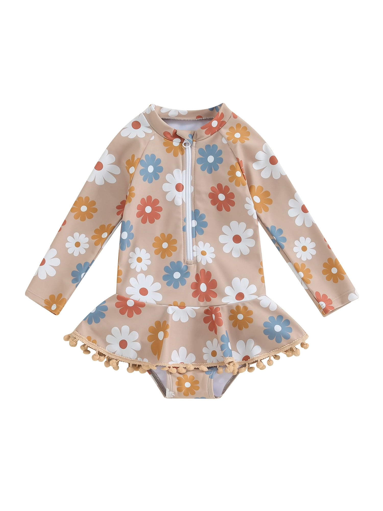 Bslissey Toddler Girl Rash Guard Romper Swimsuit Floral Print Long ...