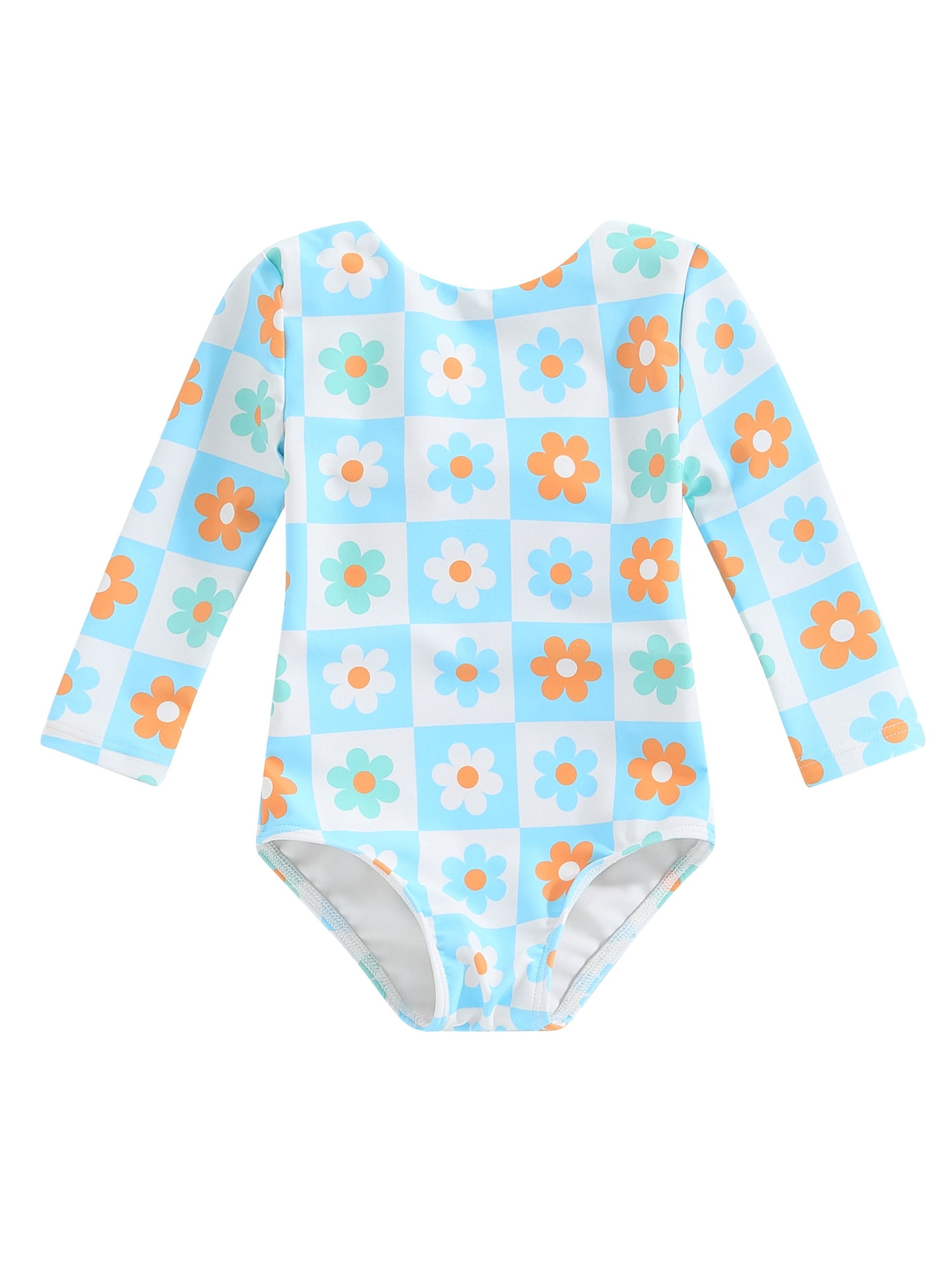 Bslissey Toddler Girls One Piece Swimsuit Floral Print Long Sleeve ...