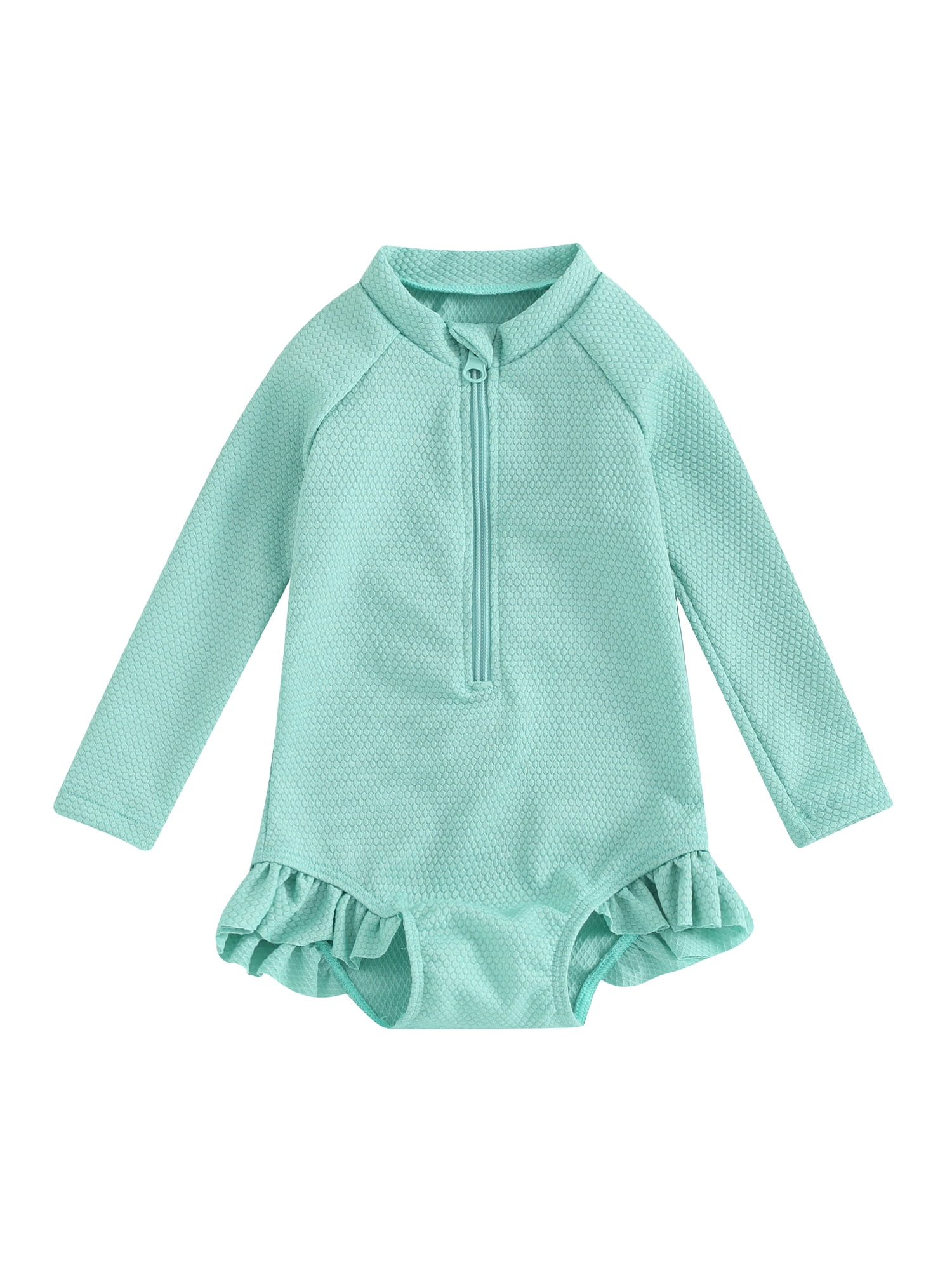 Bslissey Toddler Girls Rashguard One Piece Swimsuit Long Sleeve Zip Up ...