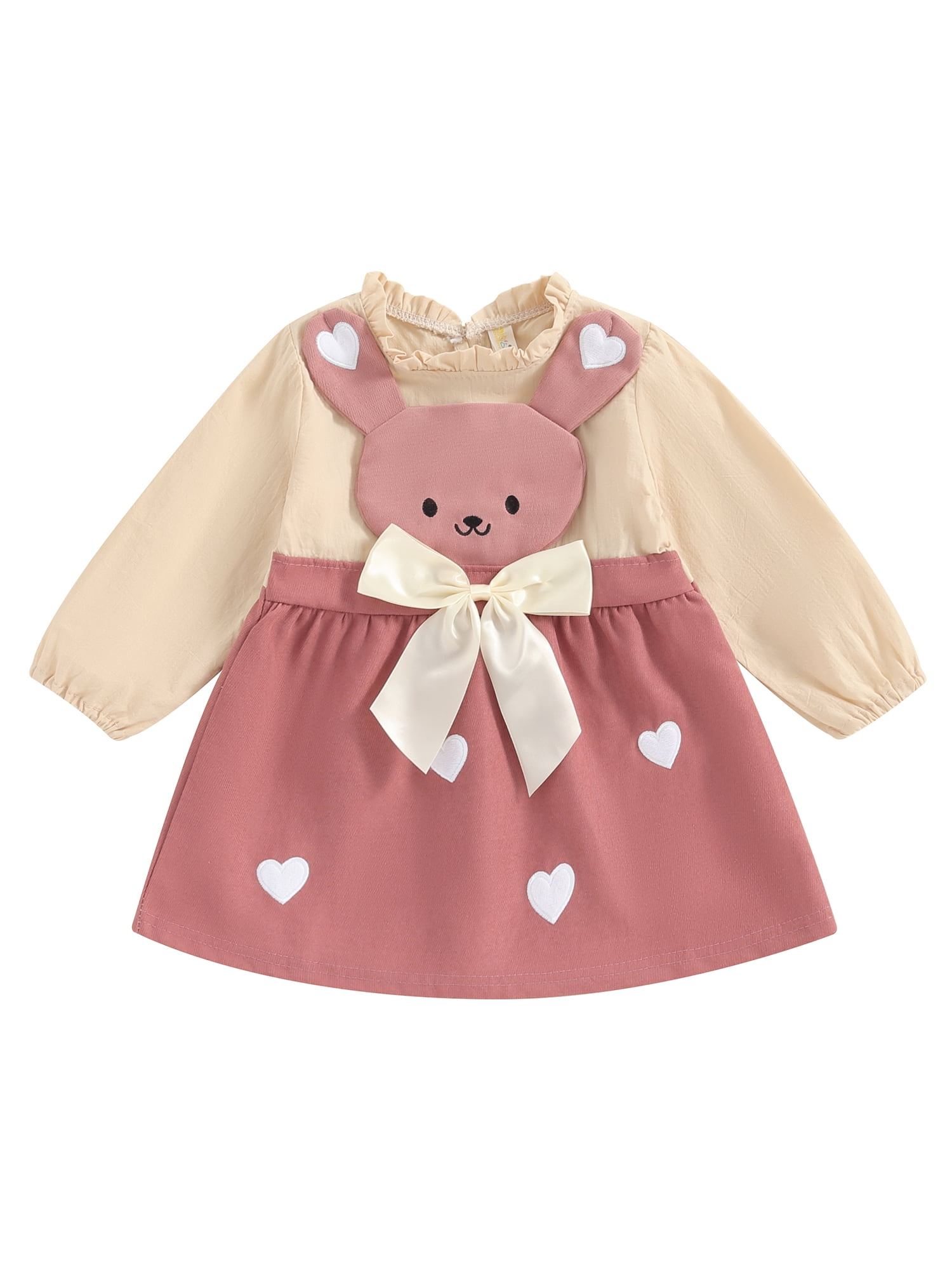 Bslissey Toddler Little Girls Long Sleeve Dress Pleated Crew Neck ...