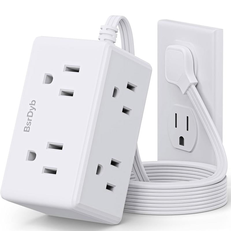 BsrDyb multiple outlet, 6 ft Ultra Flat Extension Cord with 6 Outlets ...
