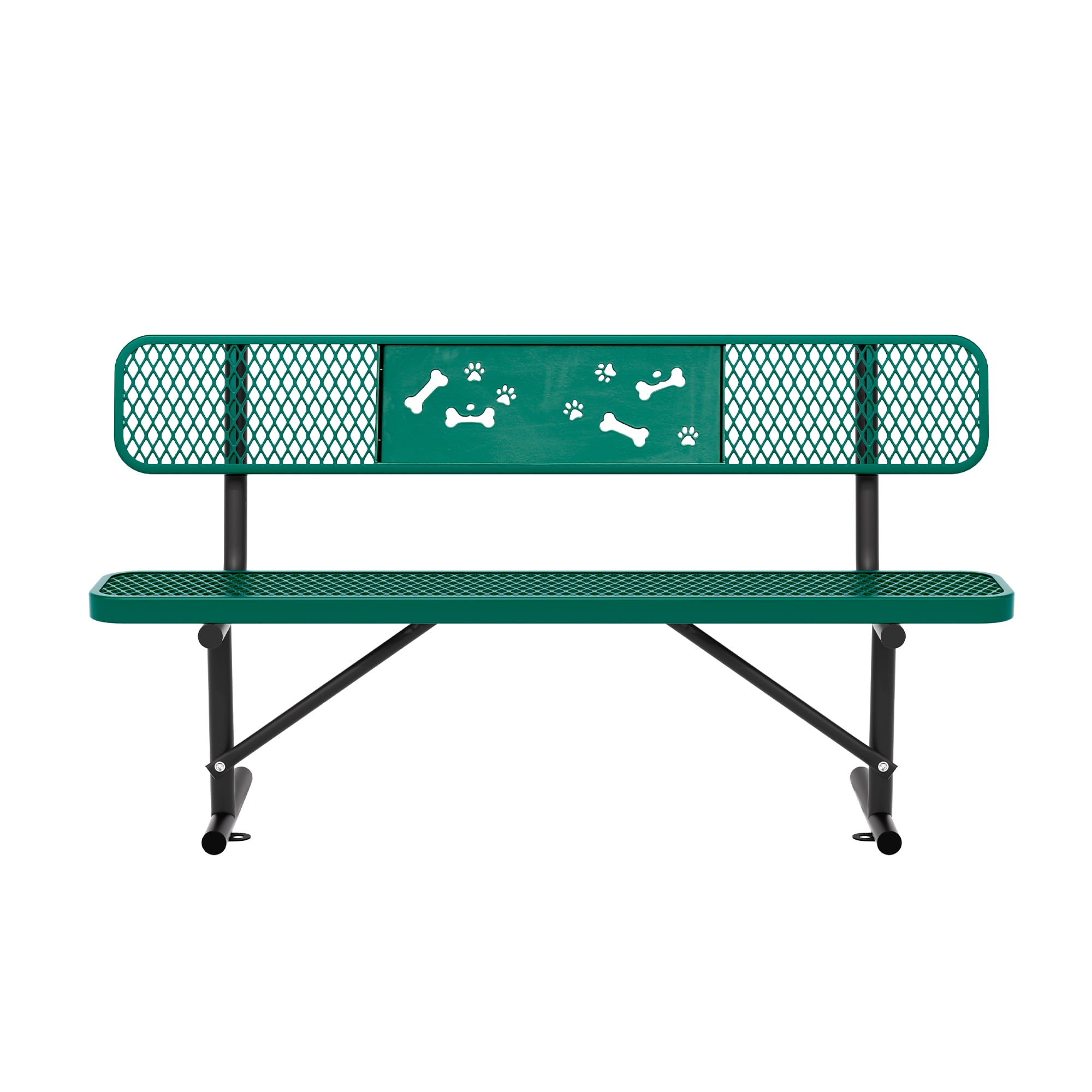 Bstjewey 6 ft Outdoor Steel Bench with Backrest, Portable Park Bench ...