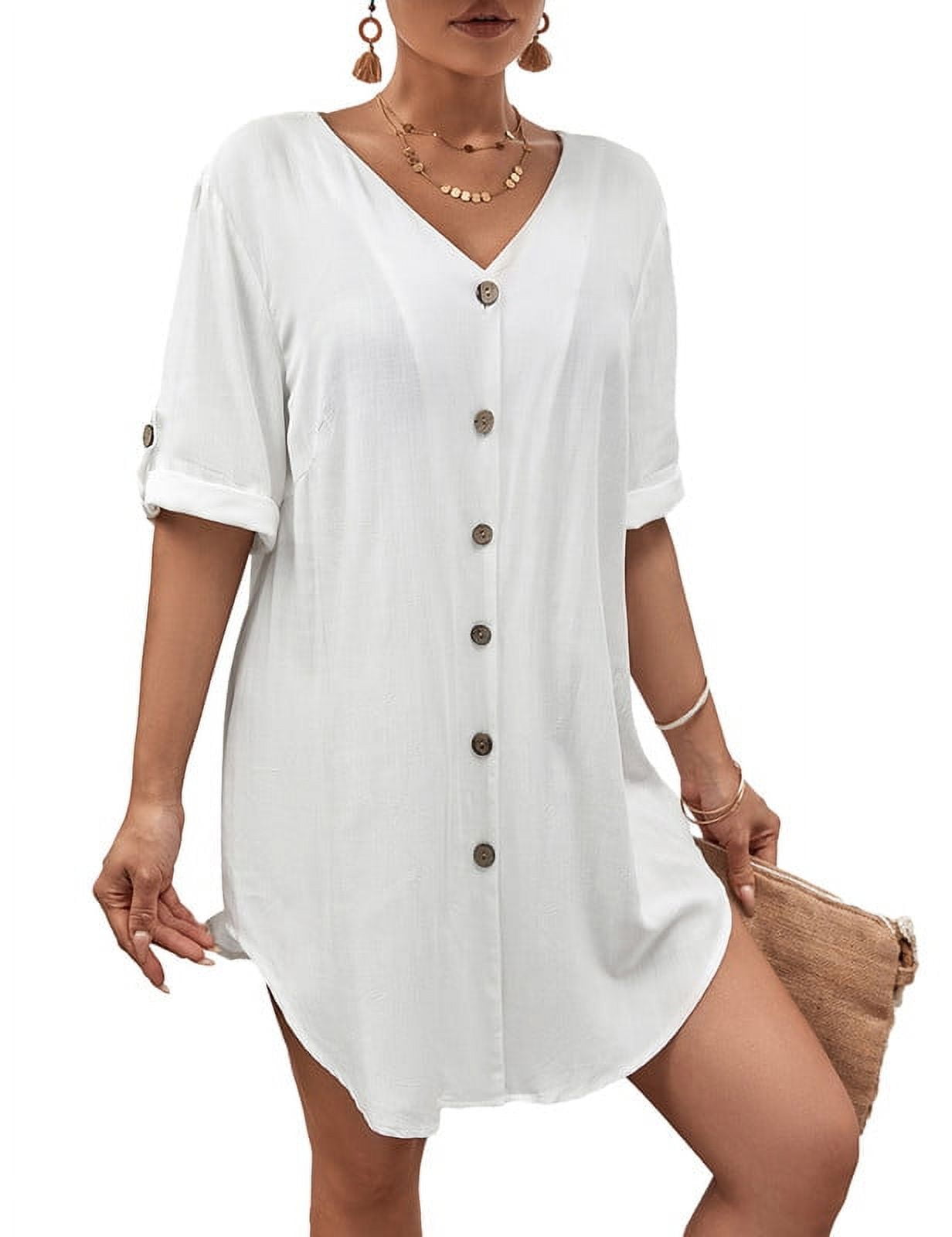 Bsubseach Bikini Cover Up for Women Half Sleeve Casual Swim Coverups ...