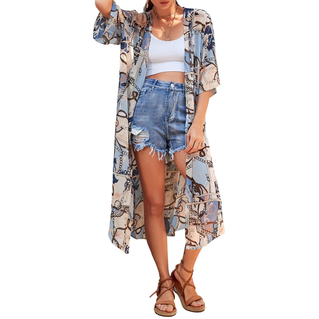 Bsubseach Chiffon Swimsuit Cover up Kimono Cardigan for Women Summer ...