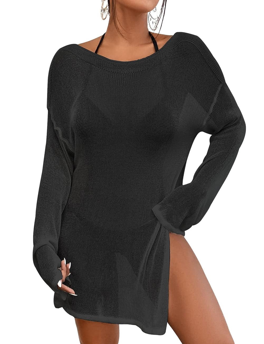 Bsubseach Crochet Swimsuit Cover Ups For Women Sheer Knitted Tops Sexy