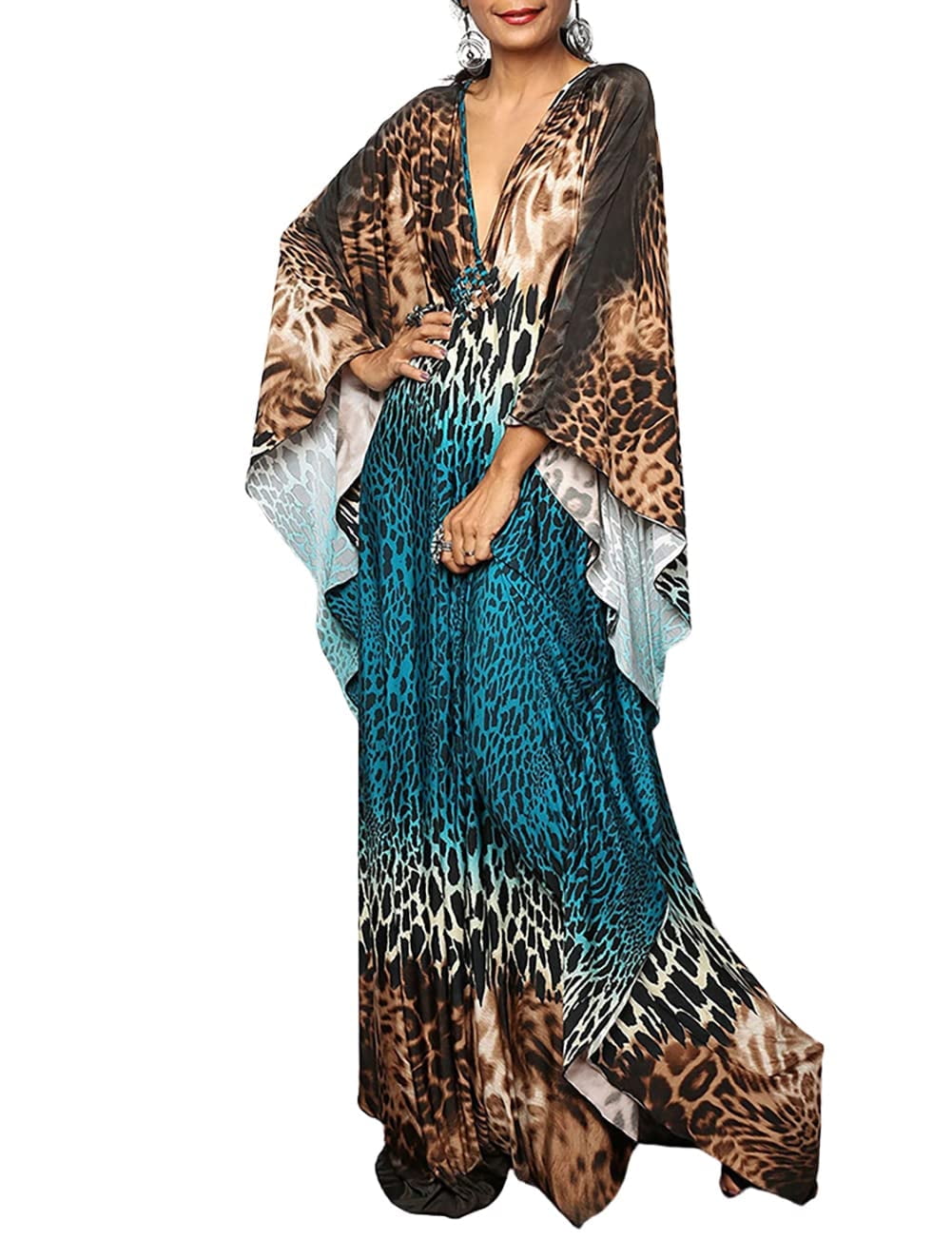 Bsubseach Women's Boho Sundress Maxi Long Bathing Suit Cover Up Plus ...