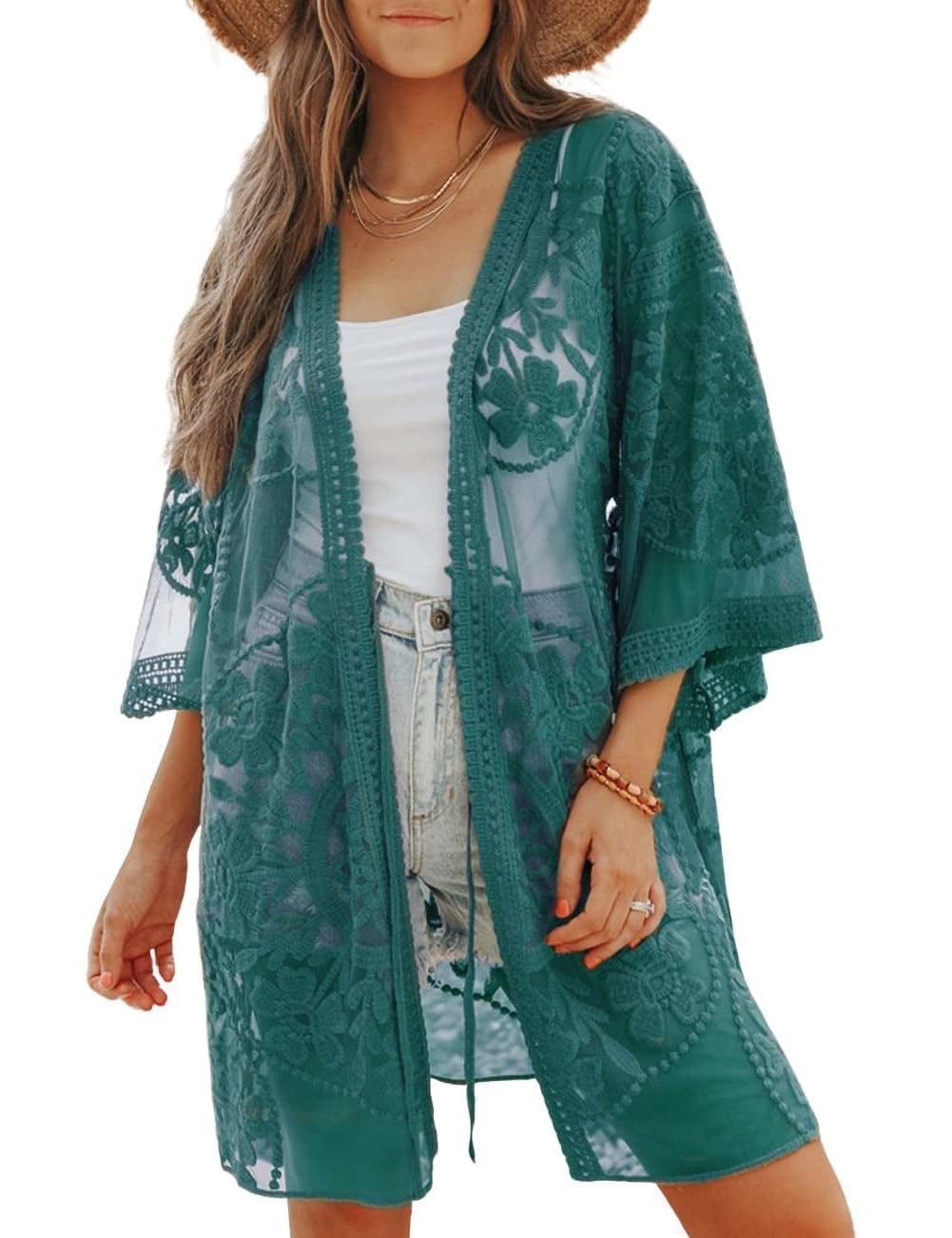 Bsubseach Women See Through Swimsuit Cover Up, Mesh Bikini Beach Kimono ...