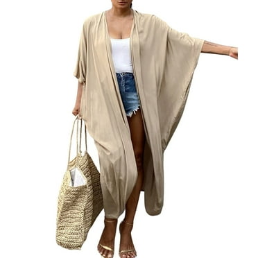 JuneFish Women's Beach Kimono, Sheer Chiffon Swimwear Cover Up, Bathing ...