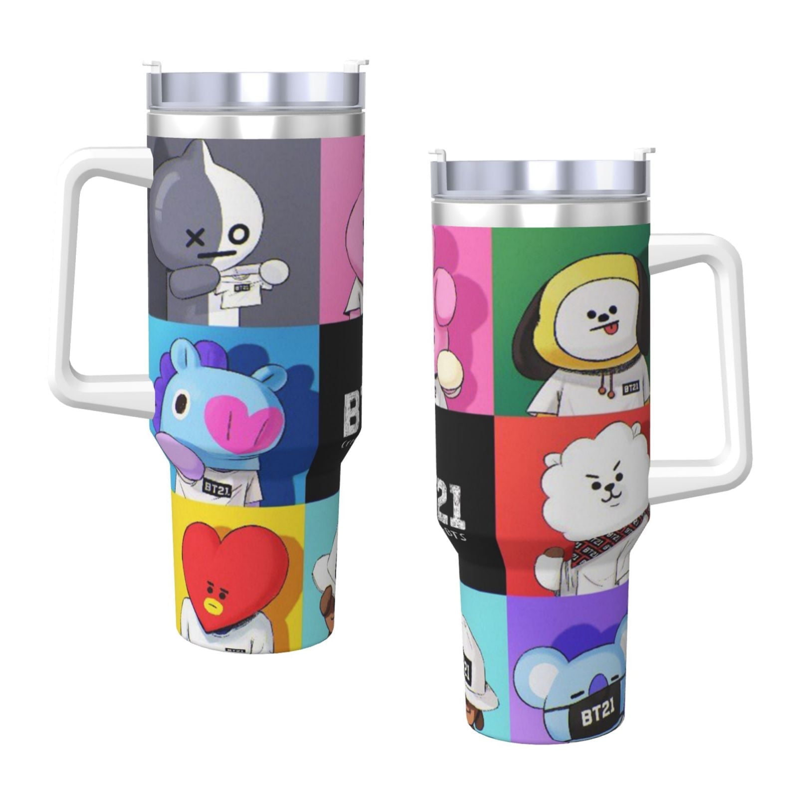 Bt21 The Incredible Bts Koya Rj Shooky Mang Chimmy Tata Cooky Van 40 Oz Tumbler With Handle And ...