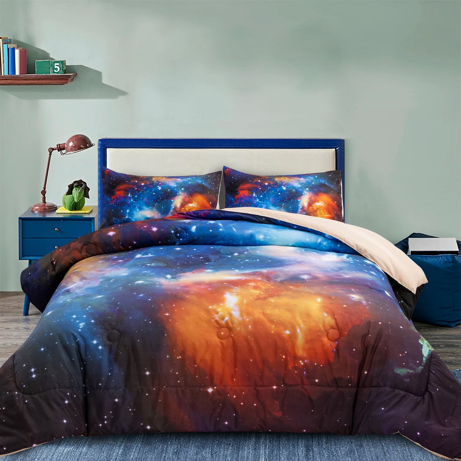 Btargot 3 Piece Outer Space Black Twin Comforter Set for Boys Kids ...