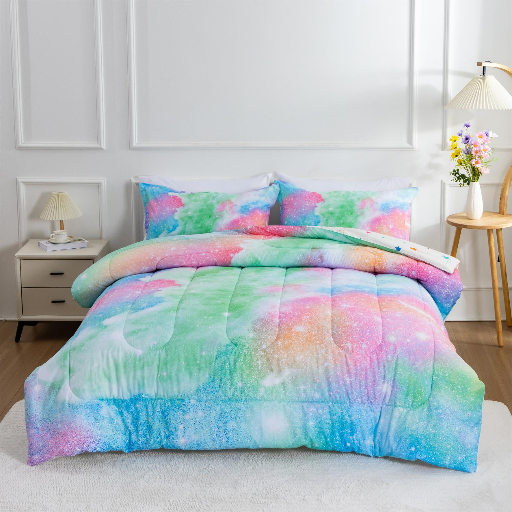 Btargot 3Pcs Galaxy Twin Bedding Set Kids Outer Space Comforter Set ...