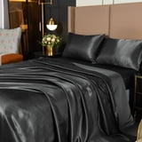 "Btargot Queen Size 4Pcs Black Satin Sheets Set, 13"" Deep Pocket Ultra ...