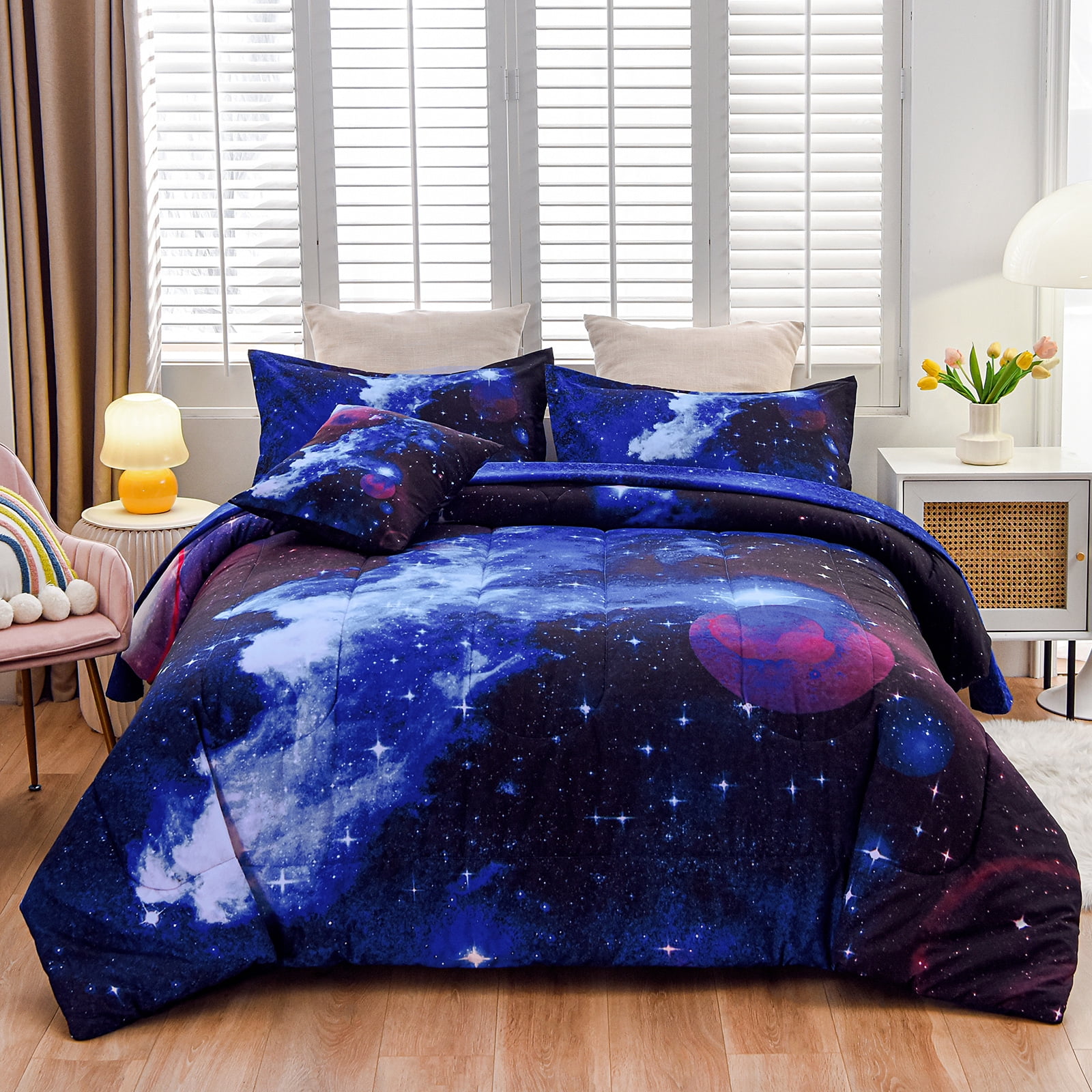 Btargot 6PCS 3D Printed Galaxy Outer Space Comforter Set Twin Size for ...