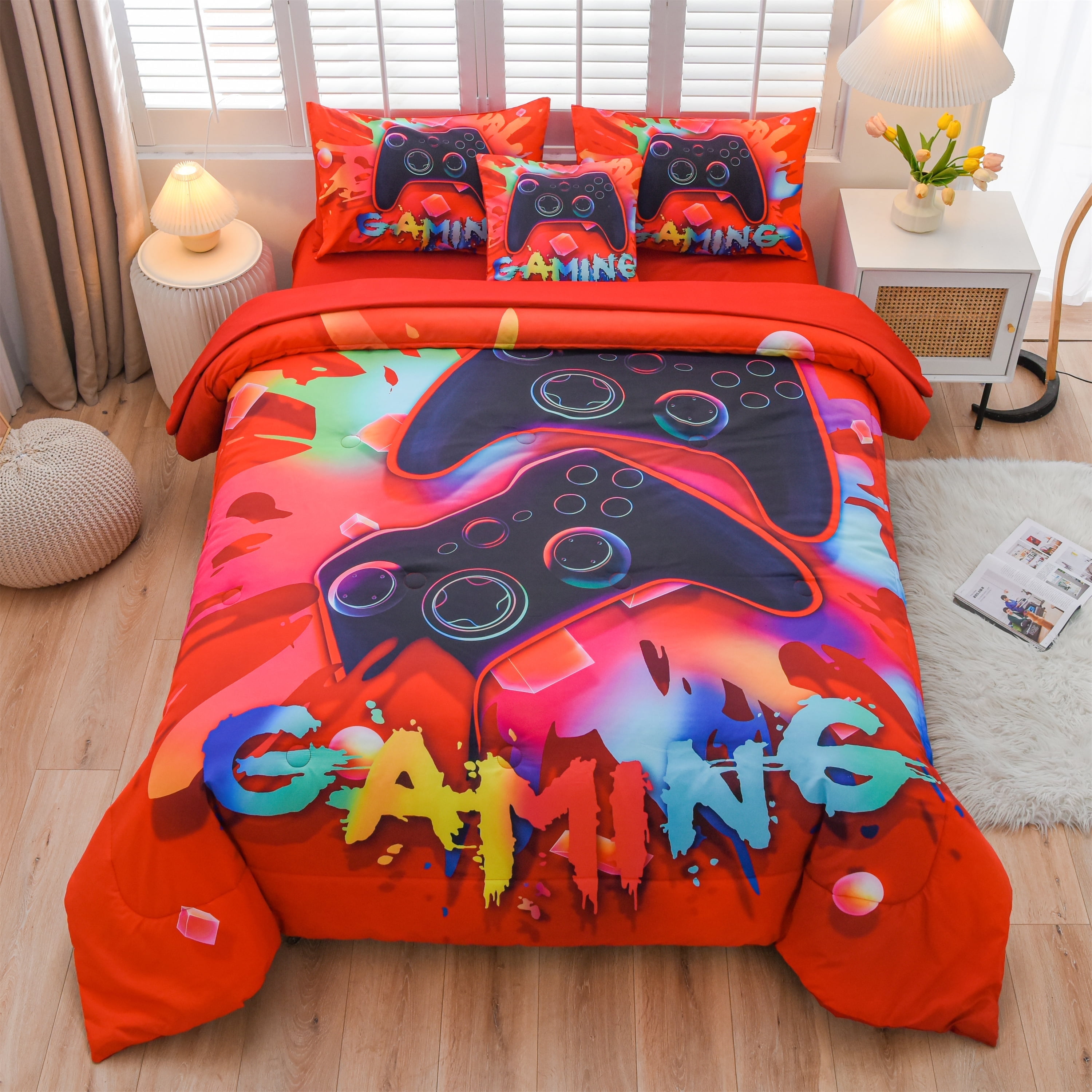 Btargot 6PCS Video Game Comforter Set Twin 3D Gamepad Ultimate Gamer ...