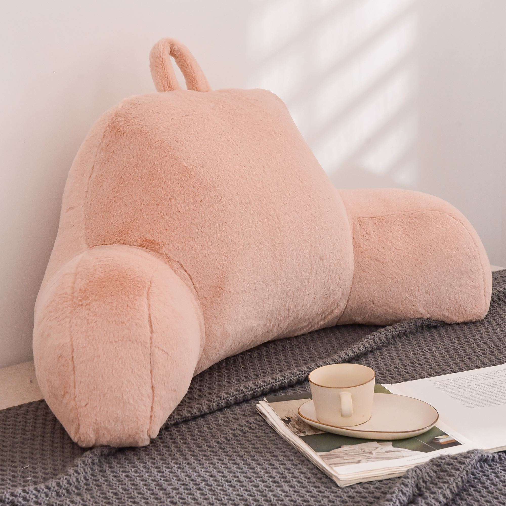 Mainstays Faux Fur Plush Backrest Pillow, Specialty Size, Aqua ...