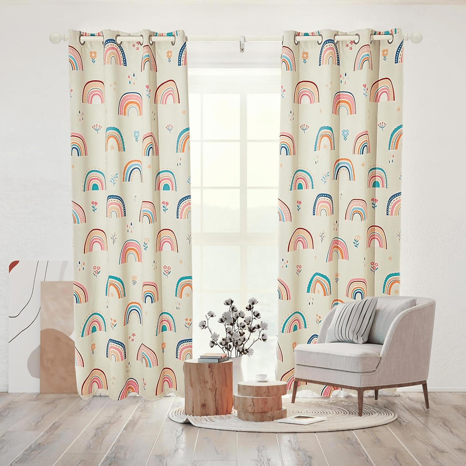 Btargot Rainbow Kids Curtains 52x 63 Colorful Girls Bedroom Curtains ...