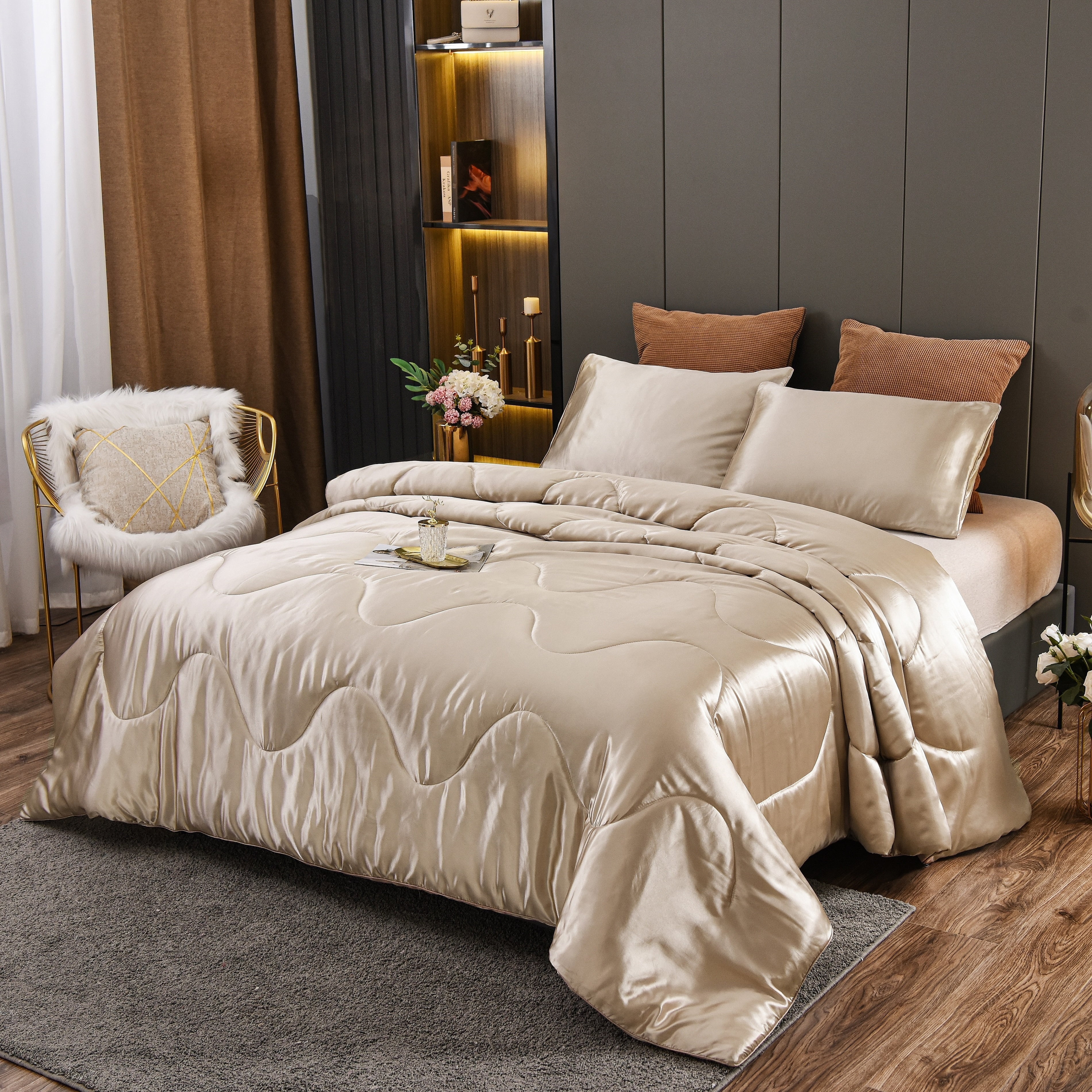Btargot Satin Silky Soft Luxury Queen Comforter Set, 3pcs - Walmart.com