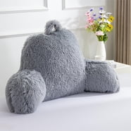 Mainstays Faux Fur Plush Backrest Pillow, Specialty Size, Aqua ...