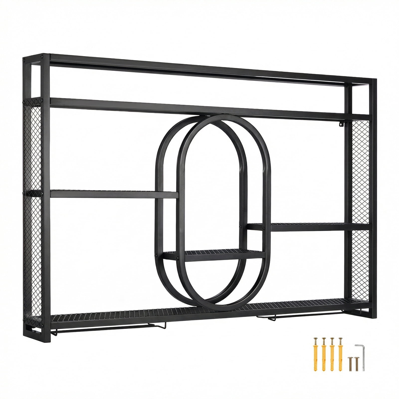 Btidfty Liquor Bottle Display Storage Shelf with Glass Holder Large ...