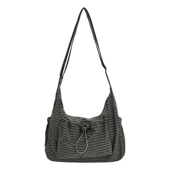 Btidfty Women Checkered Sling Bag Pleated Cloud Shoulder Bag Drawstring ...