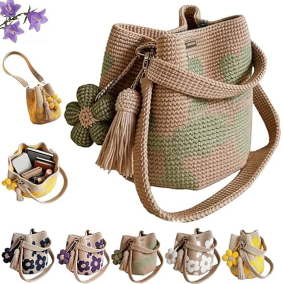 Btidfty Women Textile Handmade Crochet Flower Tote Bags Lightweight ...