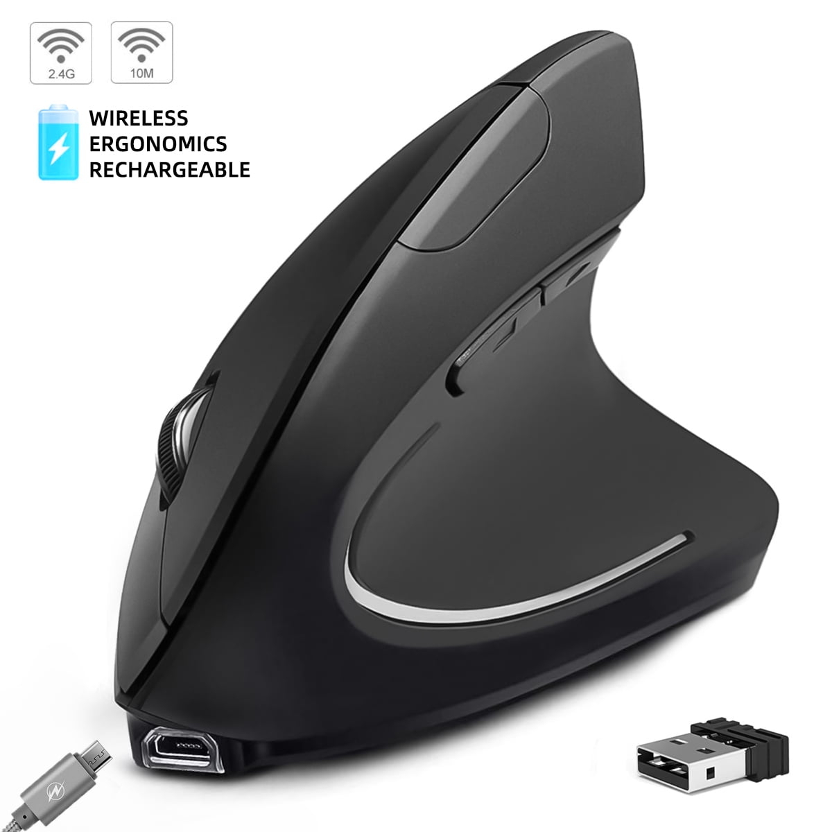 Btmeter Wireless Vertical Ergonomic Mouse, Anker 1000/1600 DPI, 5 ...