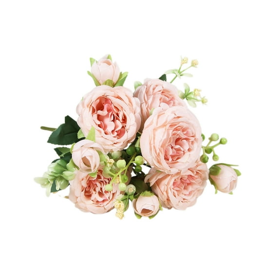Btomtd 11.8" Artificial Silk Flowers Bouquet, Beautiful Fake Flowers ...