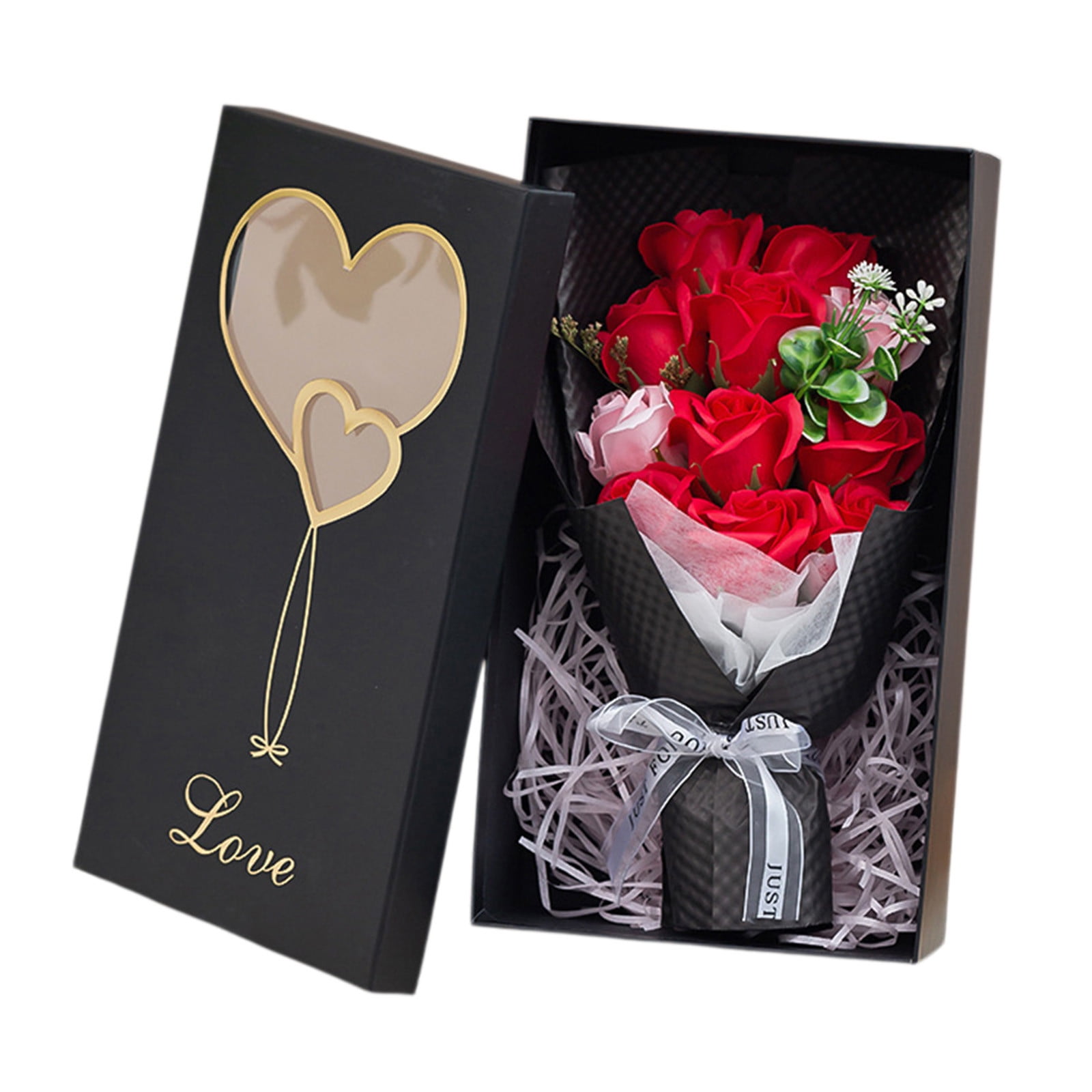 Btomtd 12.6" Artificial Flowers Gift Box, Special Occasion Fake Plants ...