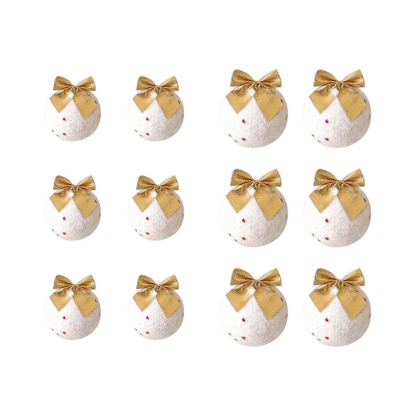 Btomtd 12pcs Snowball and Bow Christmas Ball Ornaments, Decorative Tree ...
