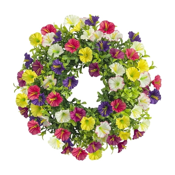 Btomtd 14 Inch Multicolor Artificial Flower Wreath, Spring Summer ...