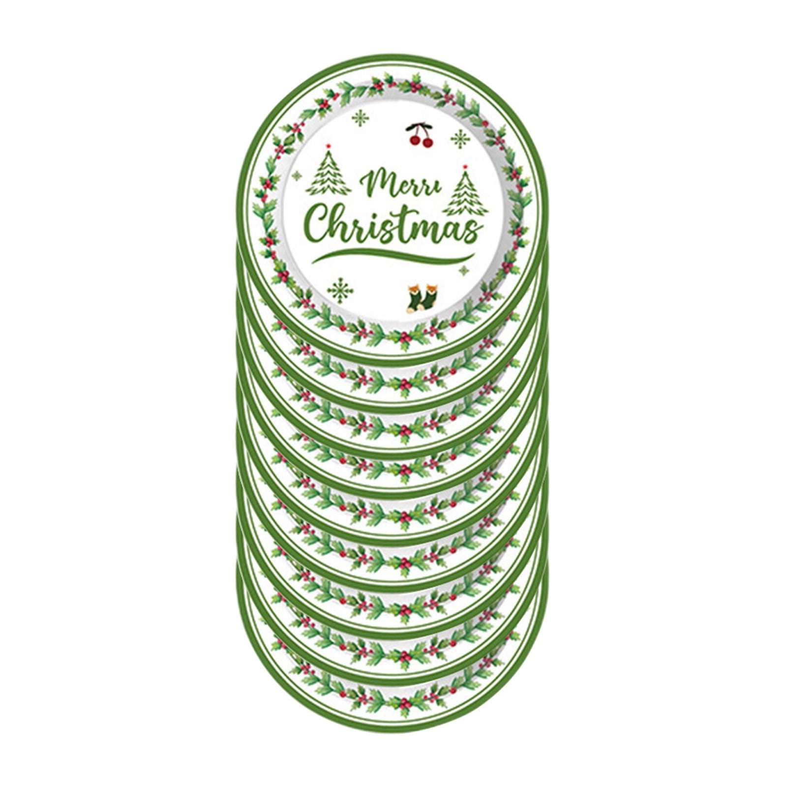 Btomtd 16 Count Christmas Tree Paper Plates 7" for Themed Parties ...