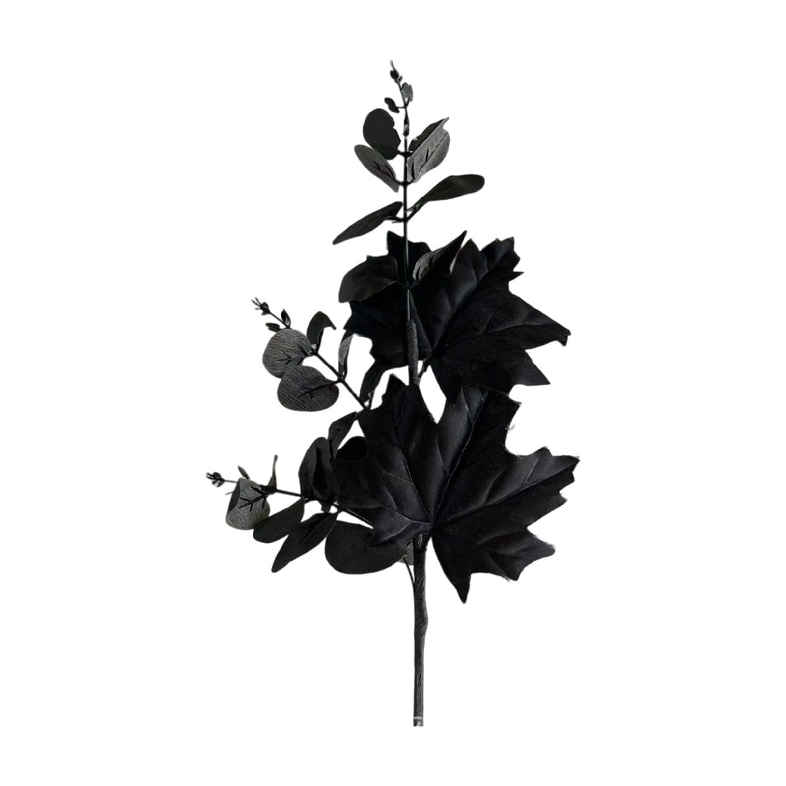 Btomtd 19.7" Halloween Artificial Maple Leaf Cuttings, Black Fake ...