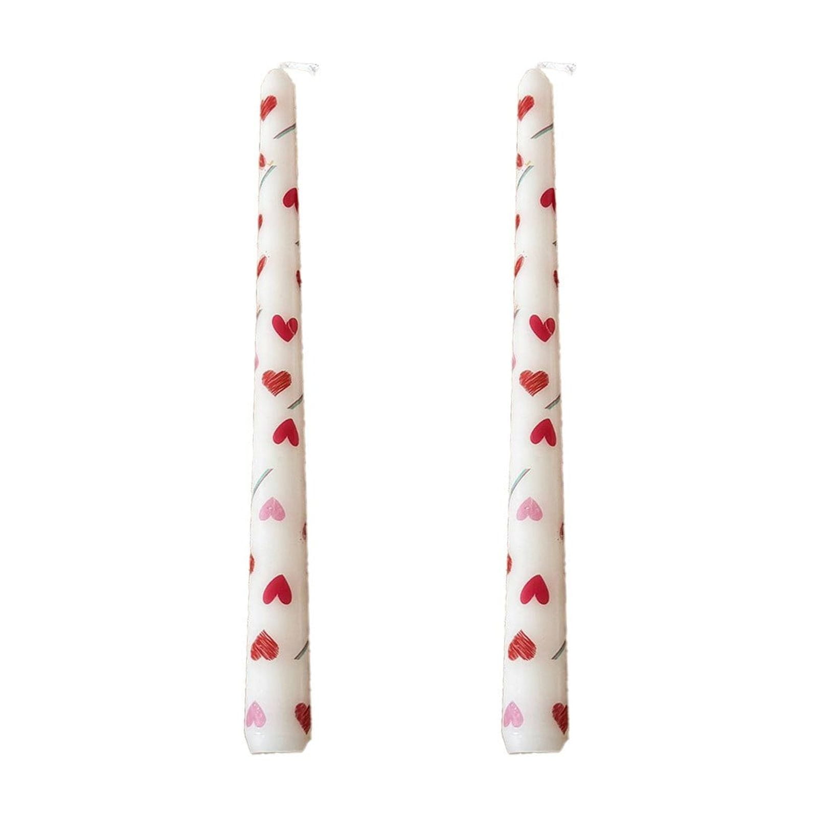 Btomtd 2-Pack Romantic Printed Long Pole Candles Set, 10 inch Tasteless ...