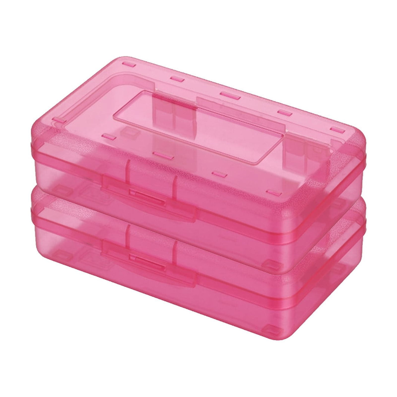 Btomtd 2-Pack Stackable Plastic Pencil Box Snap-Tight Lid Pencil Case ...