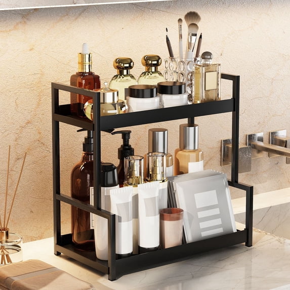 Btomtd 2-Tier Cosmetic Storage Rack Organizer, Living Room Bathroom ...