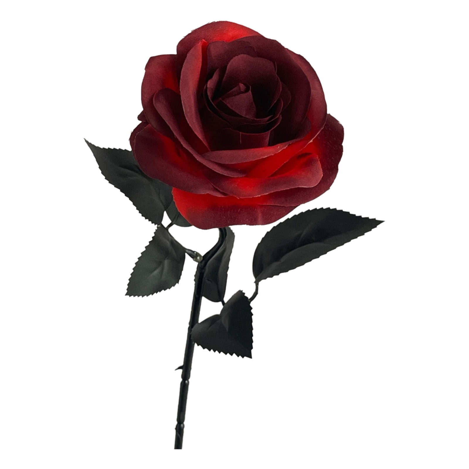 Btomtd 20.1" Artificial Gothic Rose, Dark Red Blooms with White Ring ...