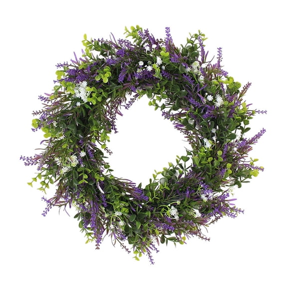 Btomtd 20 Inch Artificial Lavender Eucalyptus Wreath, Plastic Ring ...