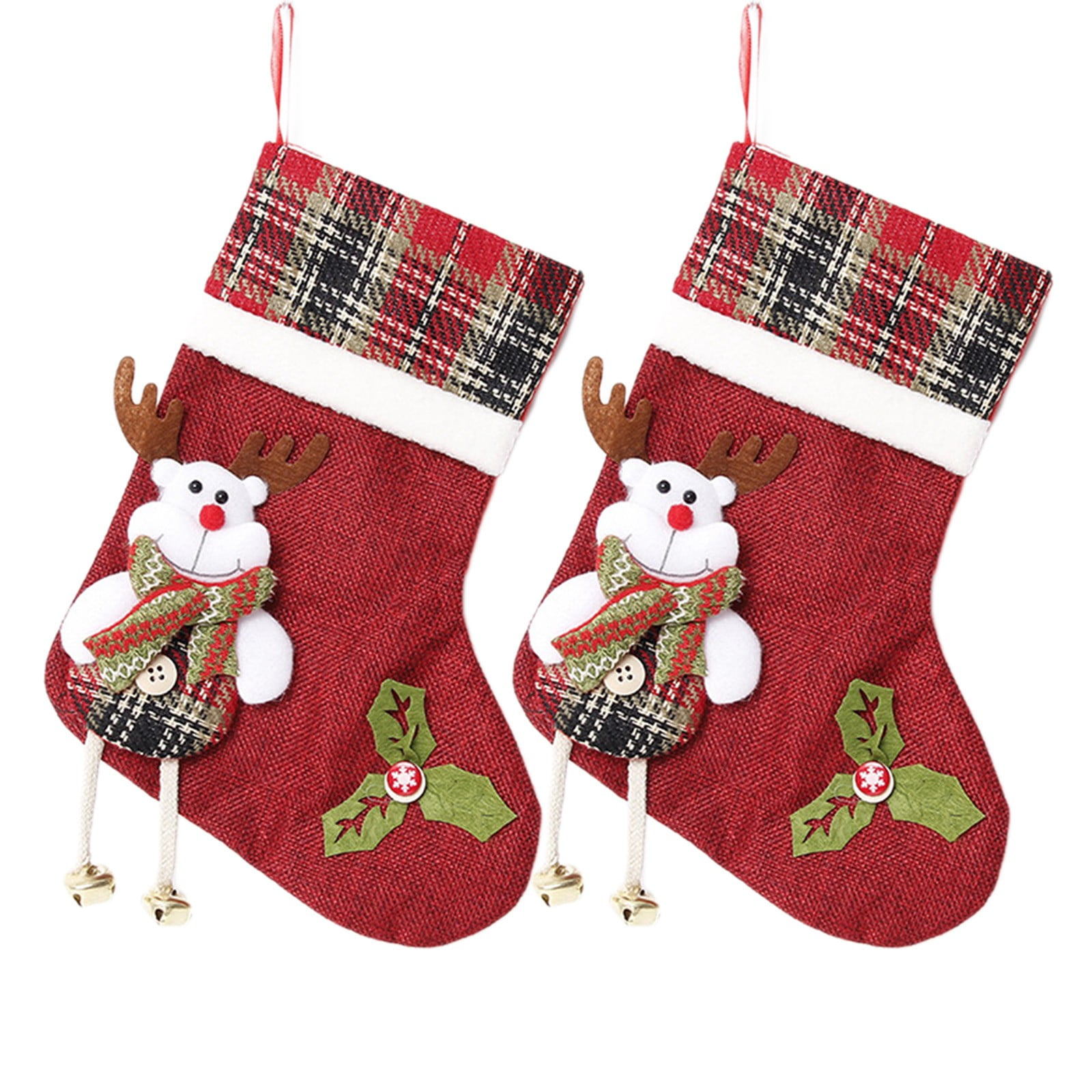 Btomtd 2pcs Christmas Socks Ornaments, Santa and Snowman Tree Pendant ...