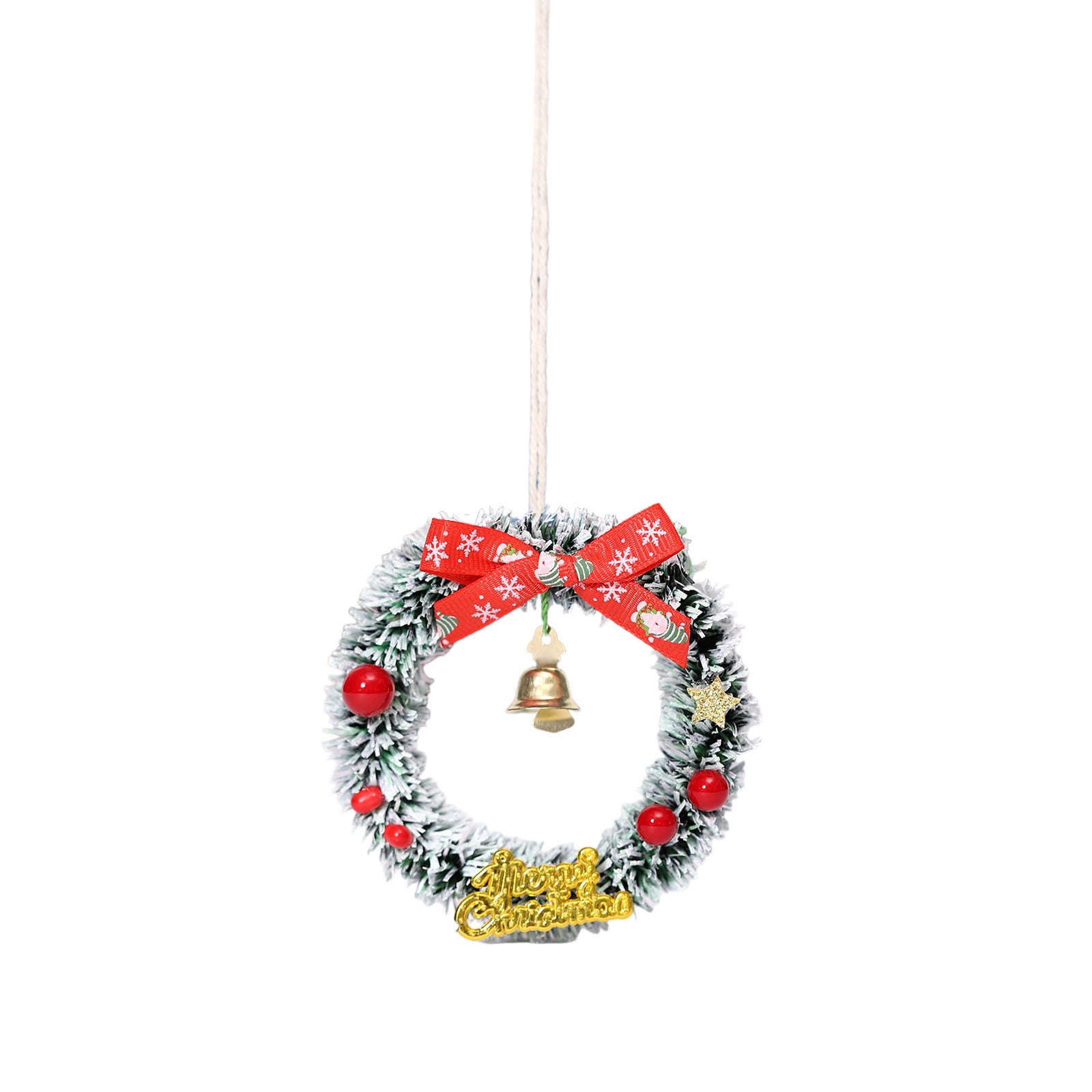 Btomtd 3" Mini Christmas Wreath with Small Bells and Pine Cones ...