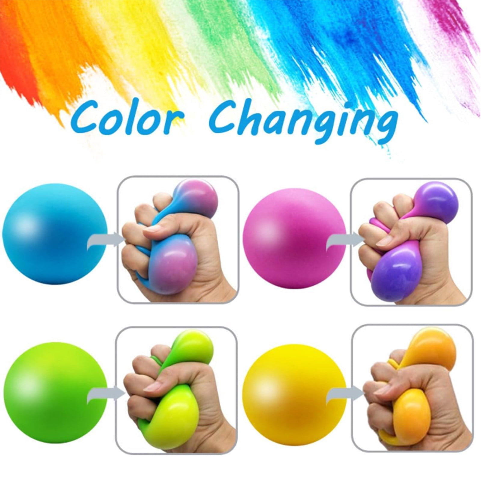 Btomtd 4-Pack Color Changing Stress Balls, Soft Fidget Squeeze Toys for ...